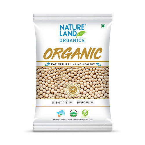 Natureland Organic White Peas - 500 gms - Veeha Foods
