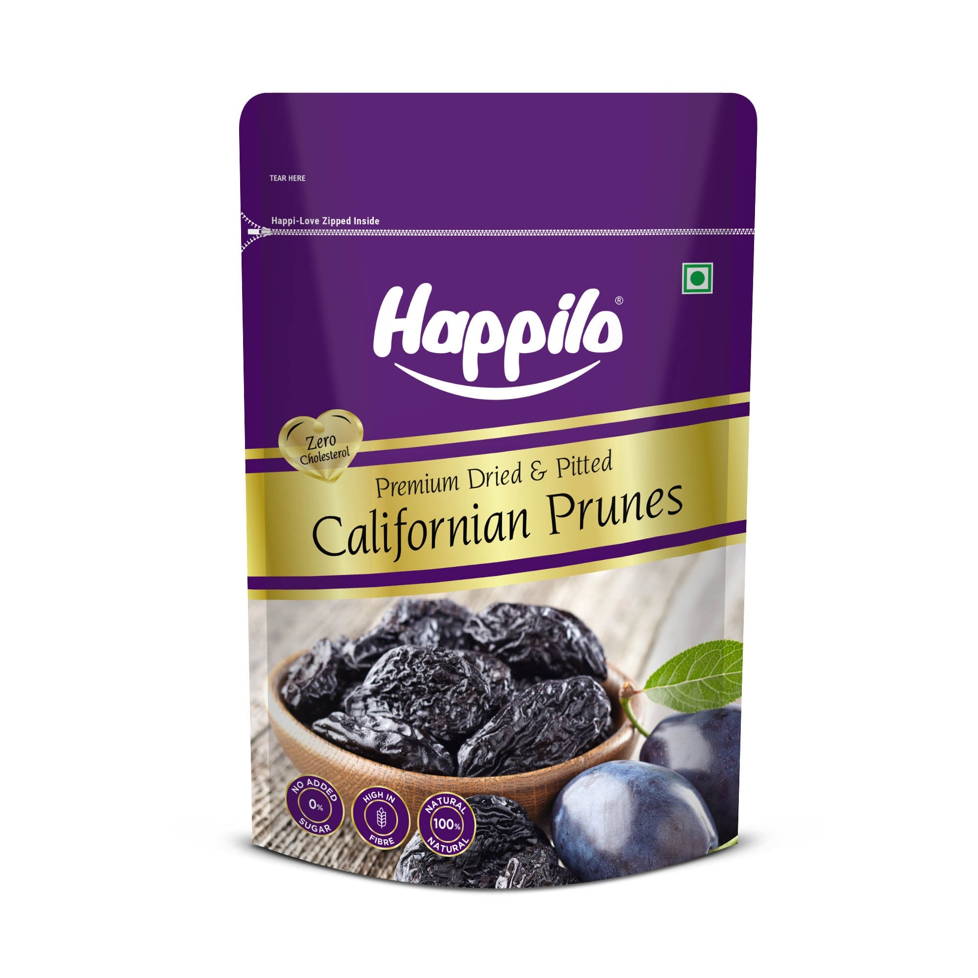 Happilo Premium Dried Californian Pitted Prunes - 200 gms - Veeha Foods