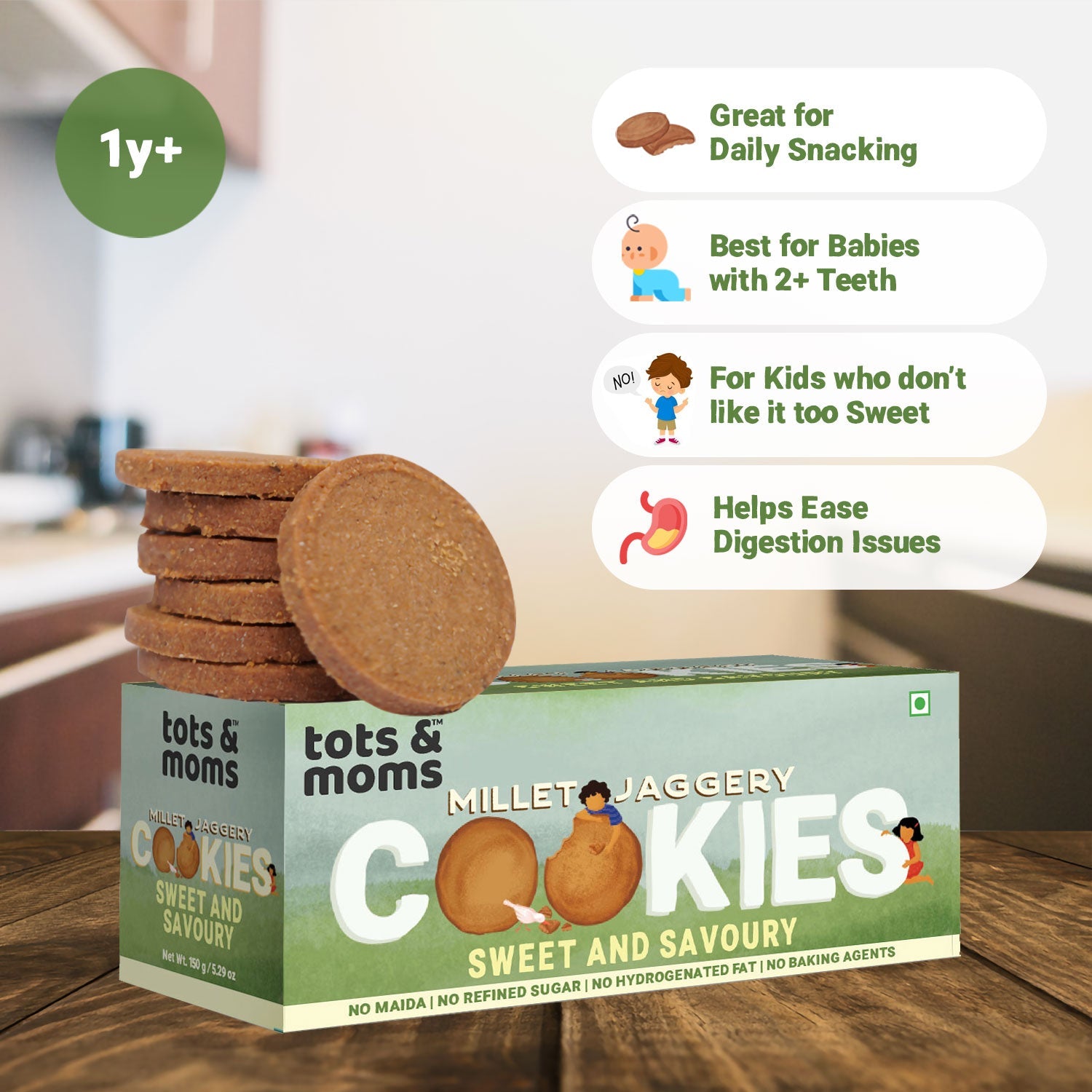 Tots and Moms Sweet & Savoury Millet & Jaggery Cookies - 150 gms ...