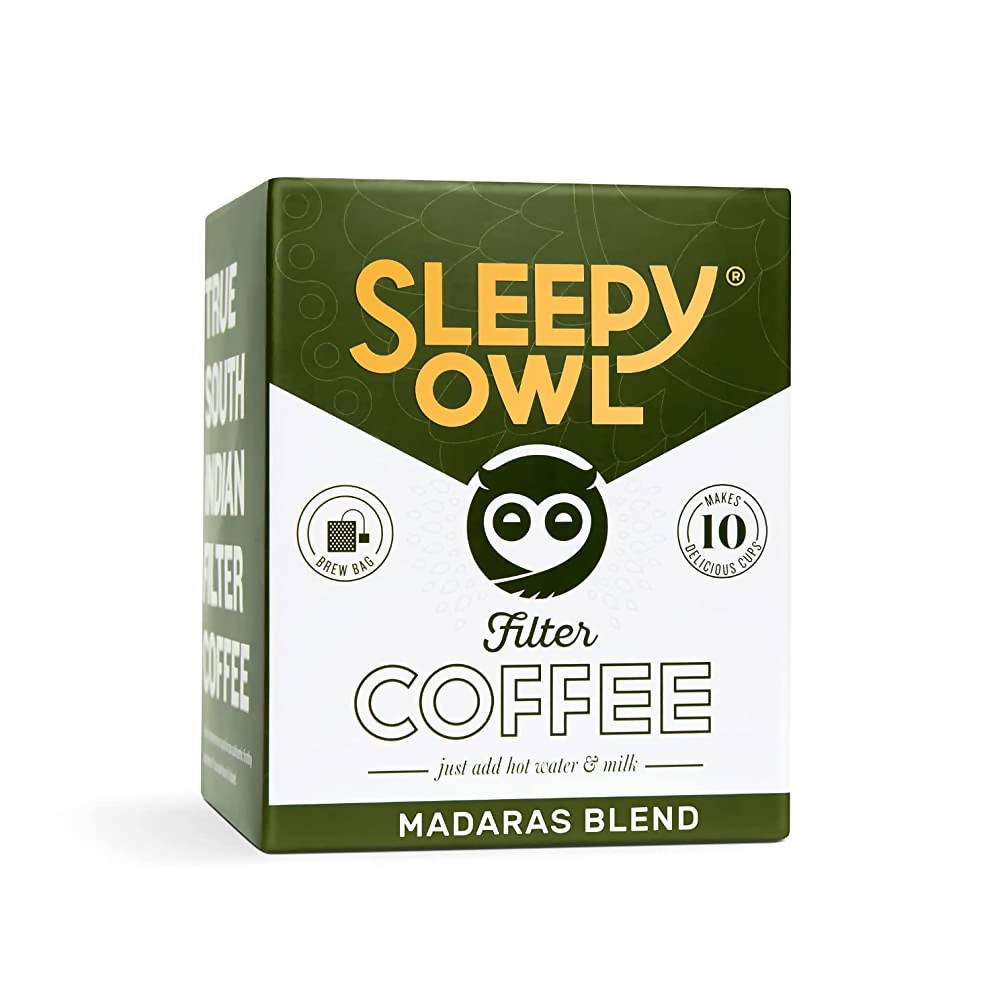 Sleepy Owl Madras Blend Filter Coffee - Pack of 1 - 10 Bags - Veeha Foods