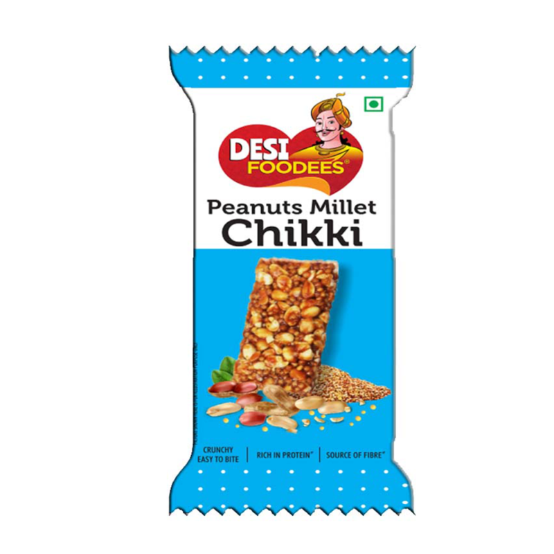 Desi Foodees Peanuts Millet Chikki - 30 gms - Veeha Foods