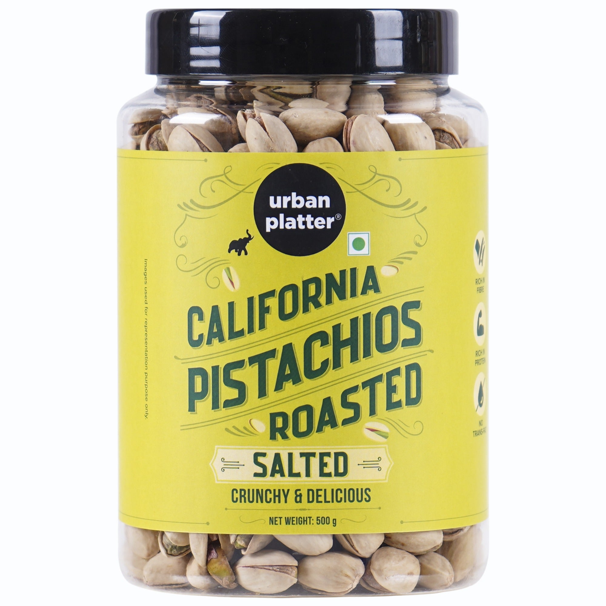 Urban Platter Roasted Salted California Pistachios - 500 gms - Veeha Foods