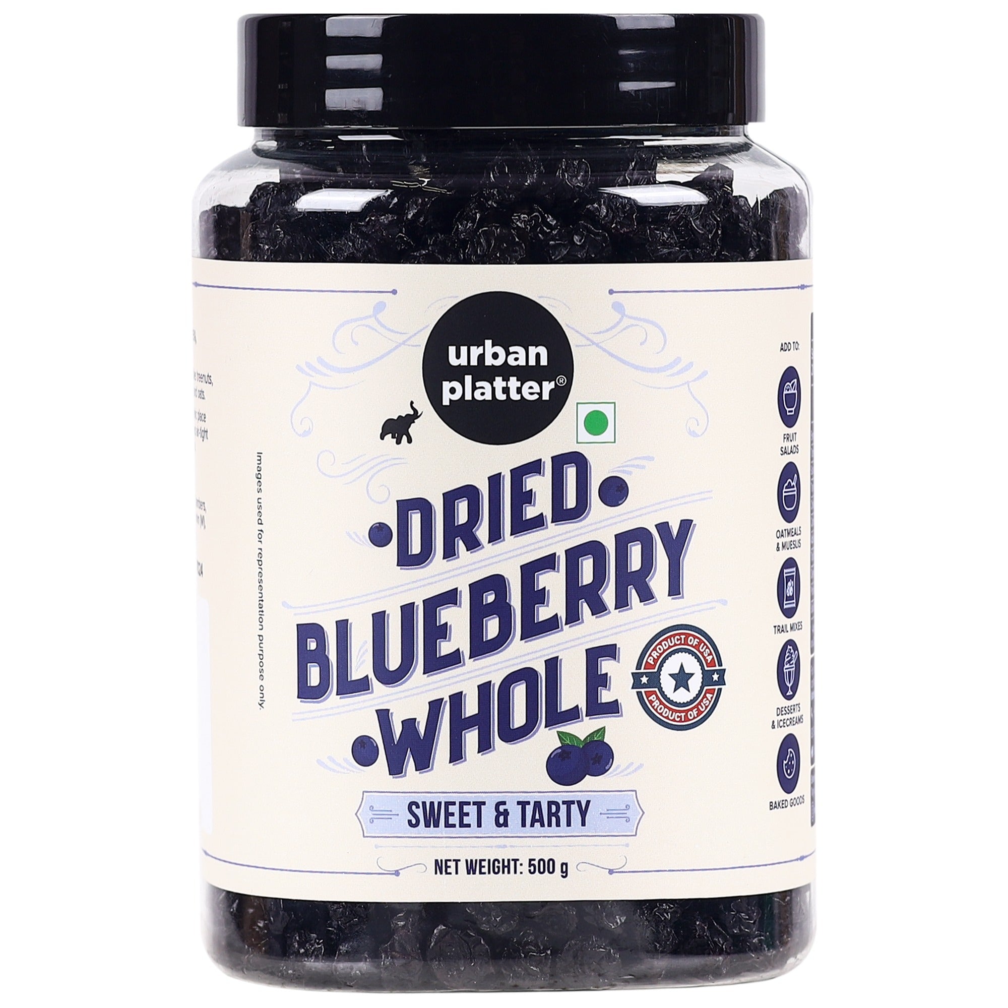 Urban Platter Dried Blueberries - 500 gms - Veeha Foods