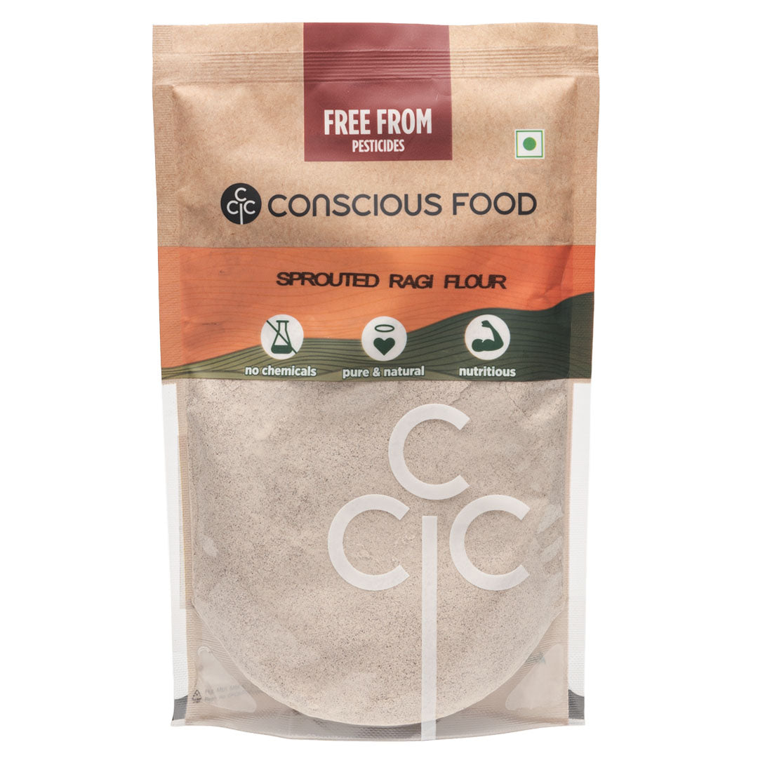 Conscious Food Sprouted Ragi Atta / Sprouted Finger Millet Flour - 500 ...