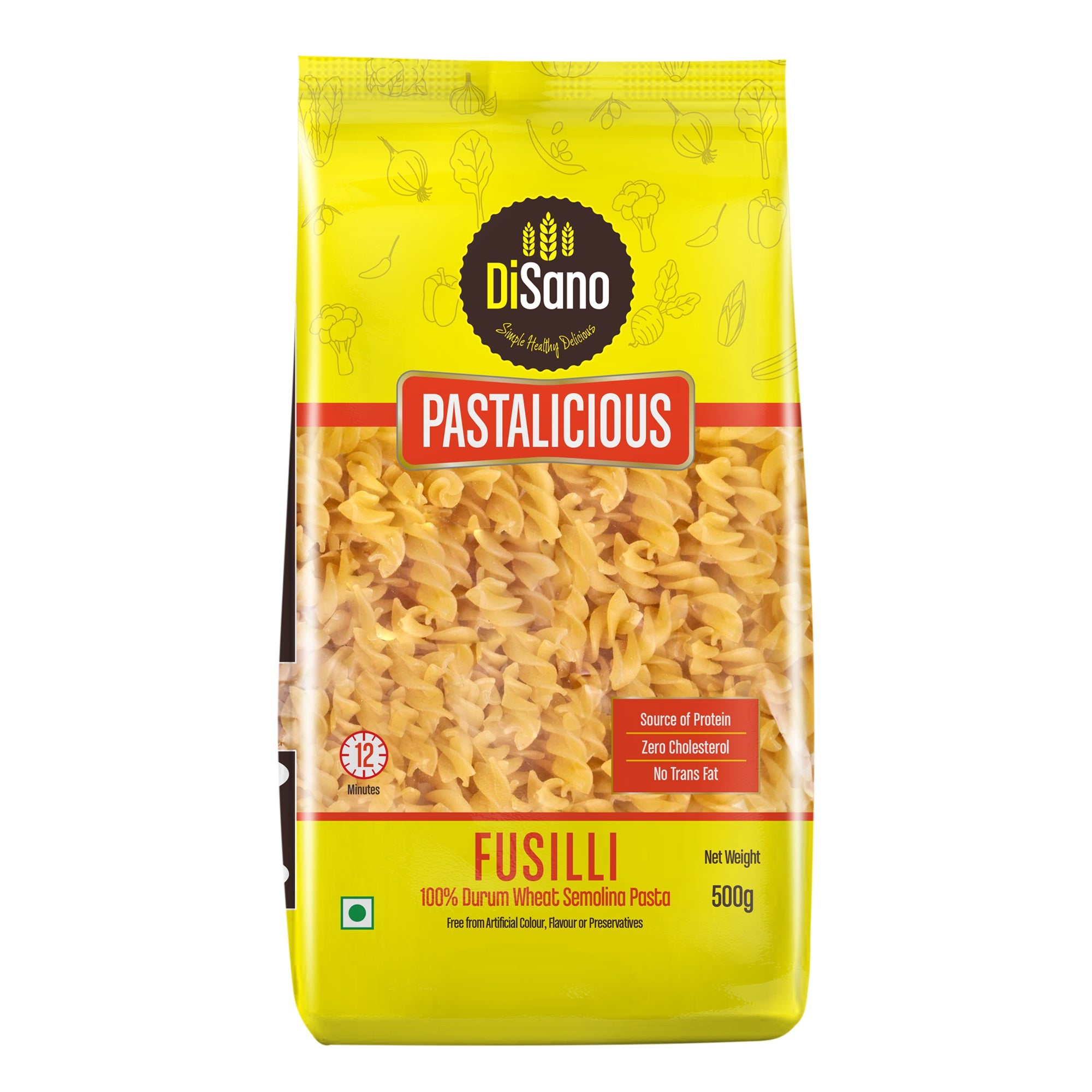 Disano Pastalicious Durum Wheat Fusilli Pasta - 500 gms - Veeha Foods