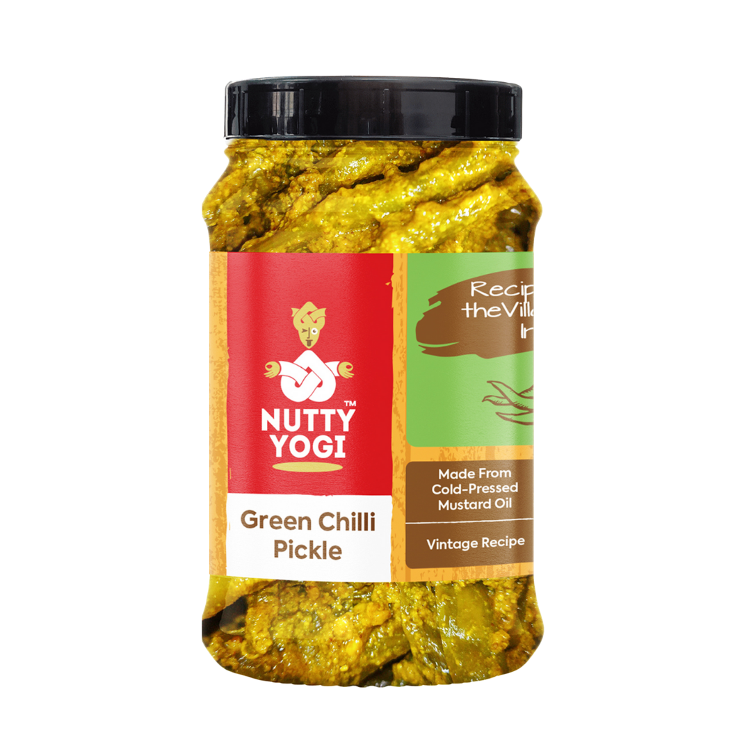 Nutty Yogi Green Chilli Pickle - 200 gms - Veeha Foods