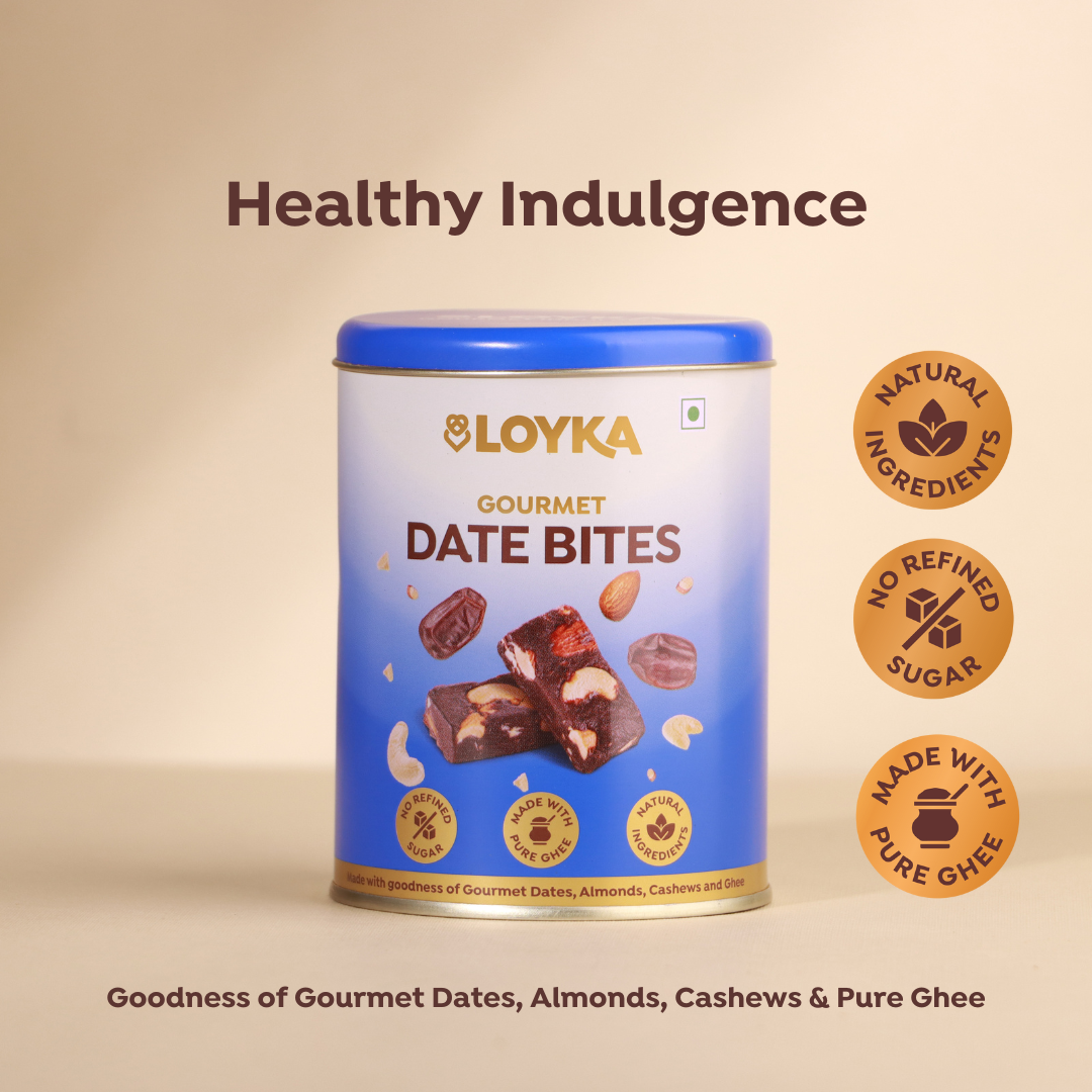 Loyka Date Bites Tin Box 10Pcs No Added Sugar - 140 gms - Veeha Foods