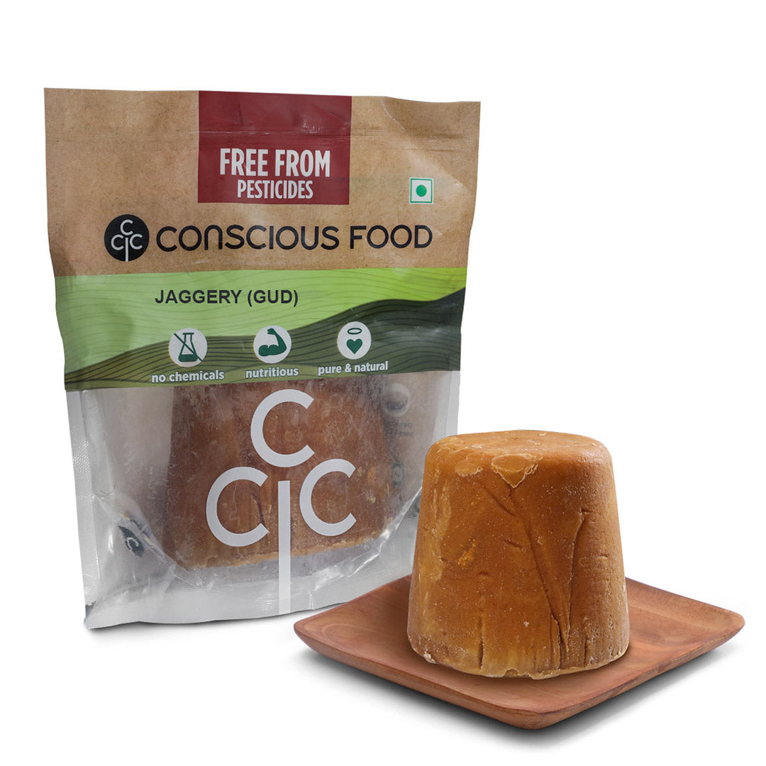 Conscious Food Sugarcane Jaggery/Gur - 925 gms - Veeha Foods