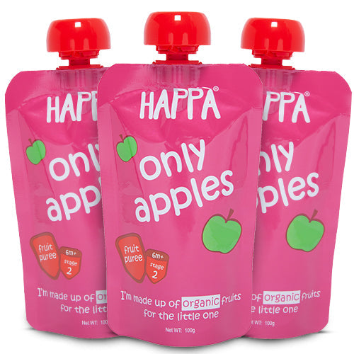 Happa Only Apple Fruit Puree - 100 gms(Pack of 3) - Veeha Foods