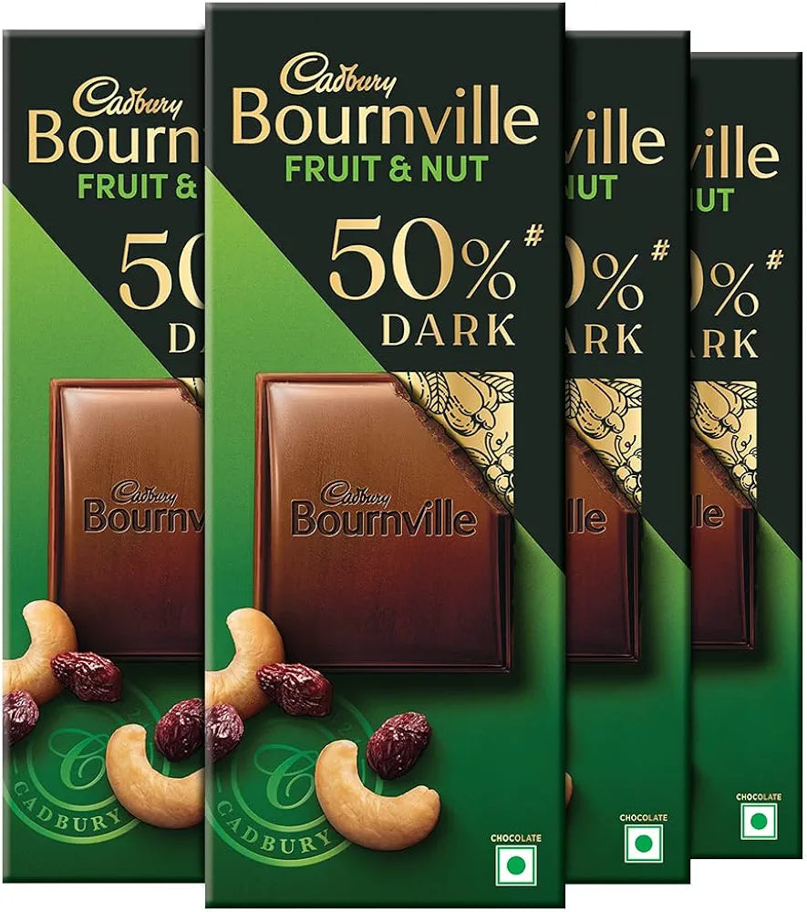 Cadbury Bournville Fruit & Nut 50% Dark Chocolate Bar - Each 75 Gms (P ...