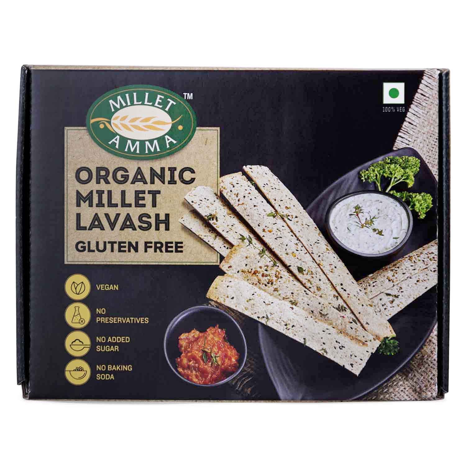 Millet Amma Certified Millet Lavash Gluten Free - 150 gms - Veeha Foods