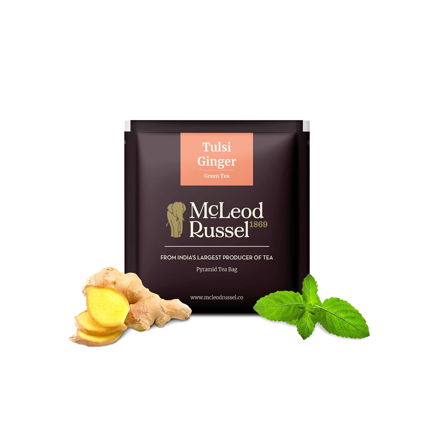 McLeod Russel 1869 Tulsi Ginger 15 Pyramid Tea Bags - 30 gms - Veeha Foods