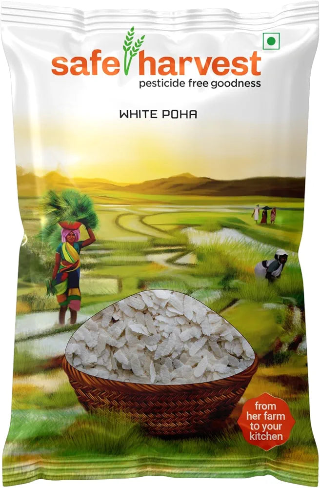 Safe Harvest Pesticide Free White Poha - 500 gms - Veeha Foods