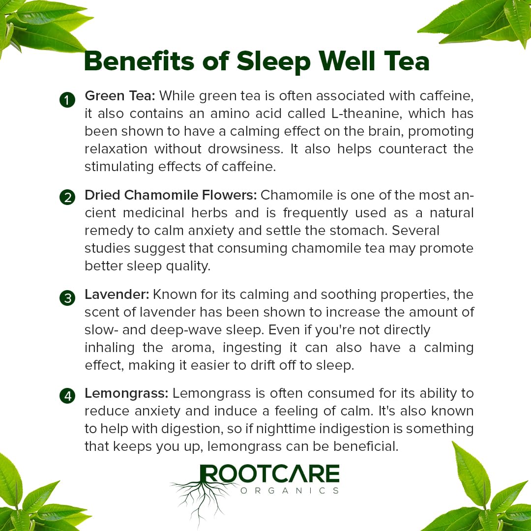 Rootcare Organics Relaxing Sleep Well Tea - 100 gms - Veeha Foods