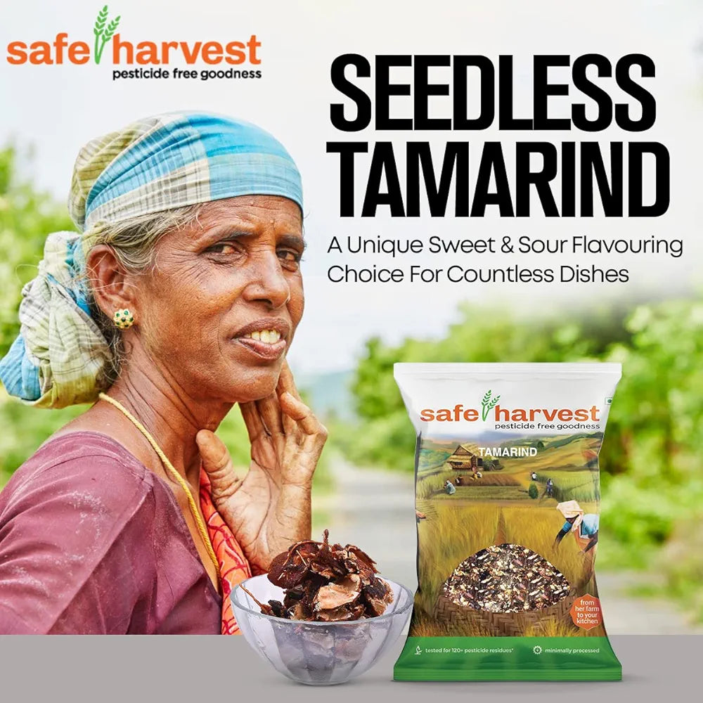 Safe Harvest Pesticide-Free Seedless Tamarind - 500 gms - Veeha Foods