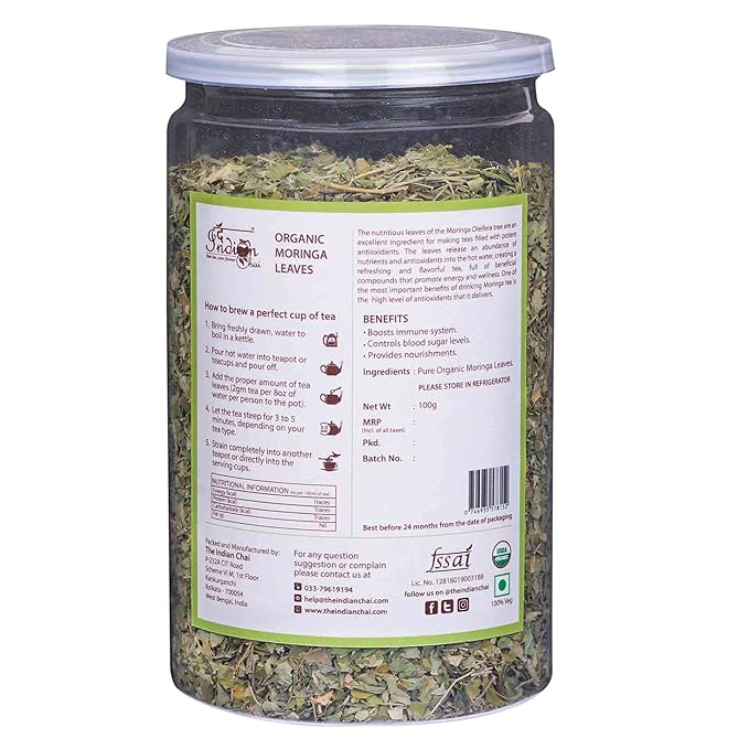 The Indian Chai – Organic Moringa Leavus - 100 gms - Veeha Foods