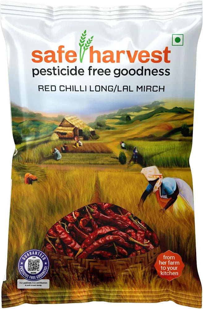 Safe Harvest Red Chilli Long with Stem - 200 gms - Veeha Foods