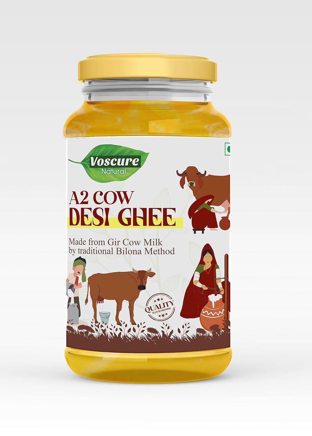 Voscure Natural Cow Desi A2 Ghee - 1000 gms - Veeha Foods