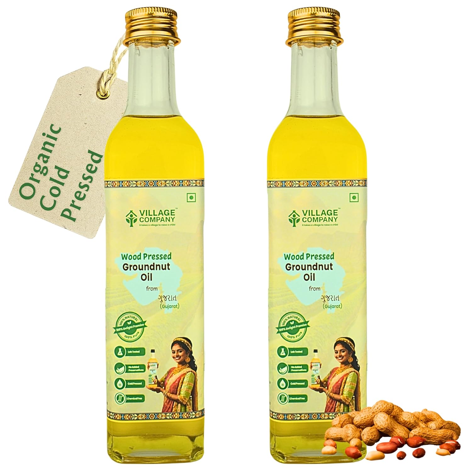 Village Company Cold Pressed Groundnut Oil - 500 gsm (pack of 2 ...
