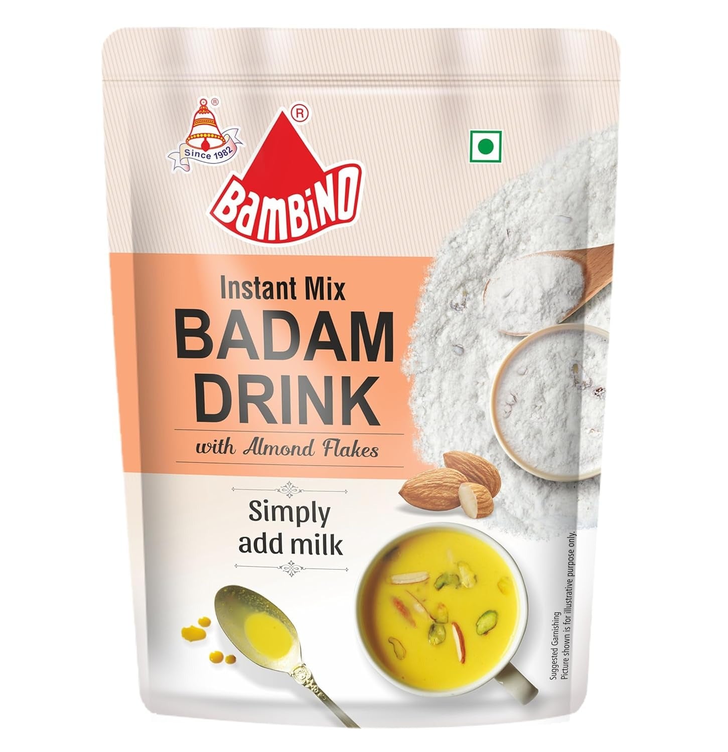 Bambino Instant Badam Drink Mix with Almond Flakes - 1 kg - Veeha Foods