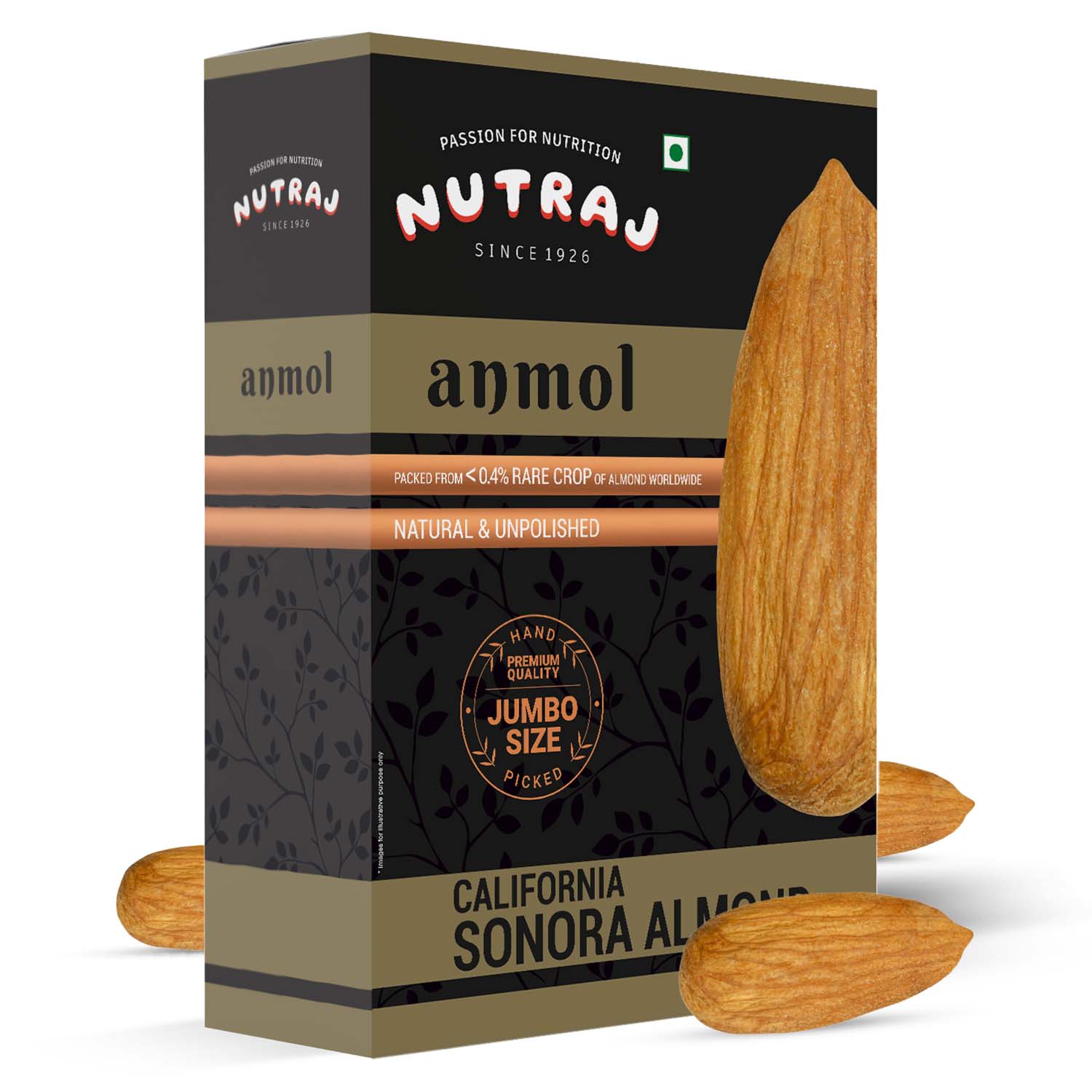 Nutraj Anmol Jumbo Size Sonora Almonds - 500 gms - Veeha Foods