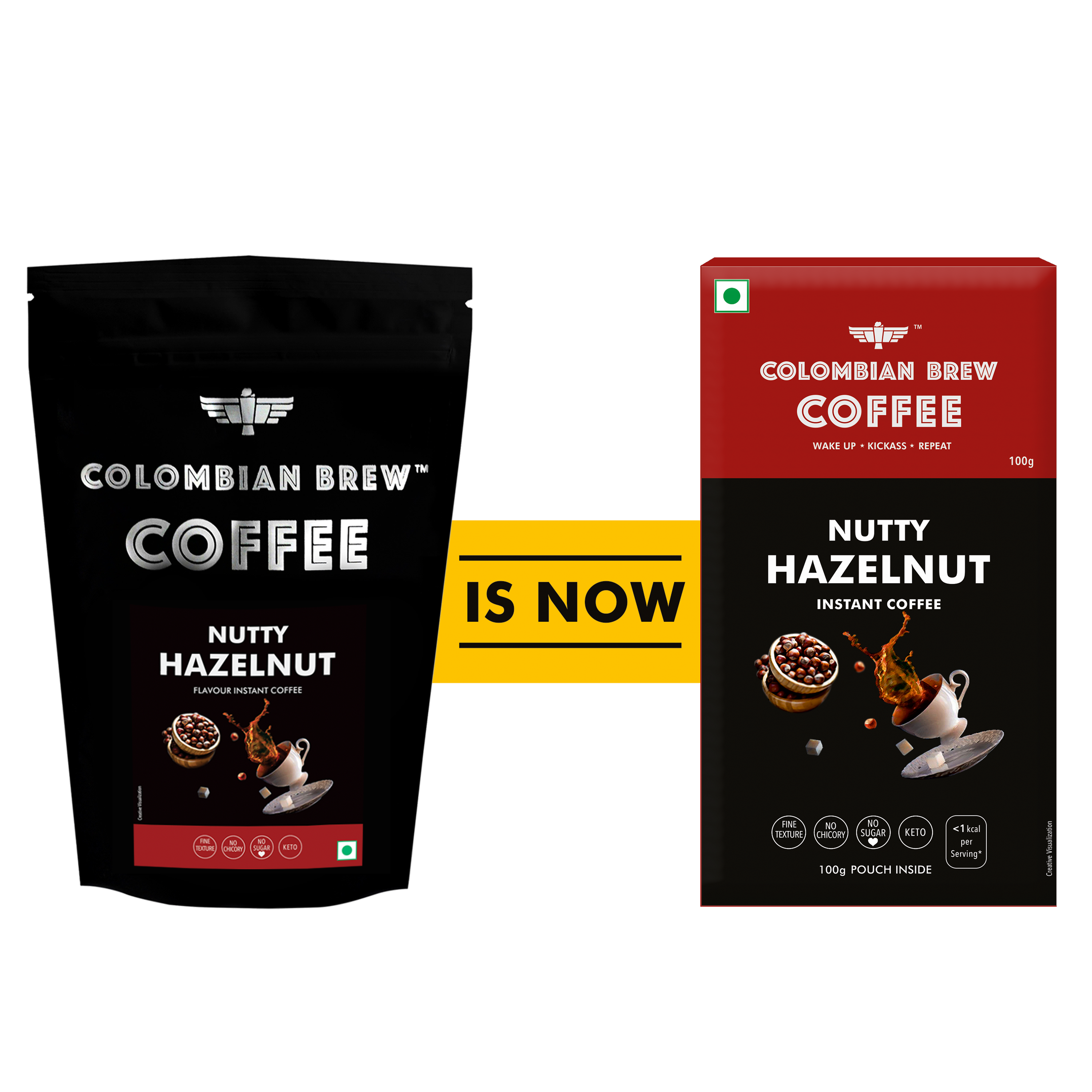 Colombian Brew Coffee Hazelnut Instant Coffee Powder - 100 gms - Veeha ...