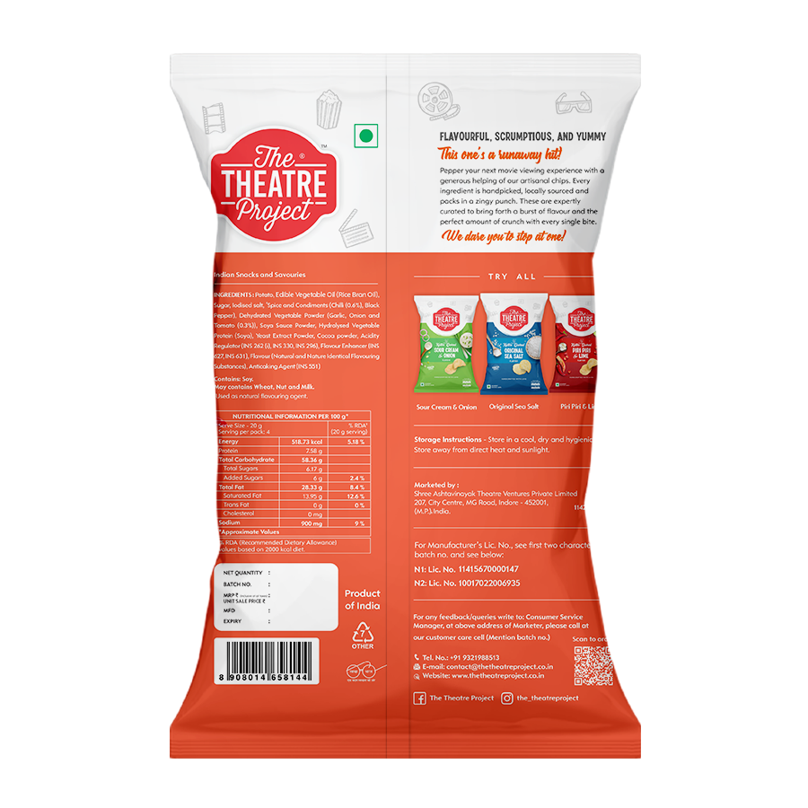 The Theatre Project Hot & Sweet Chilli Potato Chips - Veeha Foods