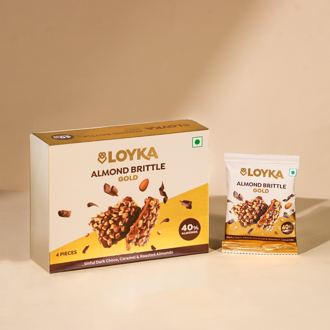 Loyka Almond Brittle Gold 4 Pcs Box - Veeha Foods