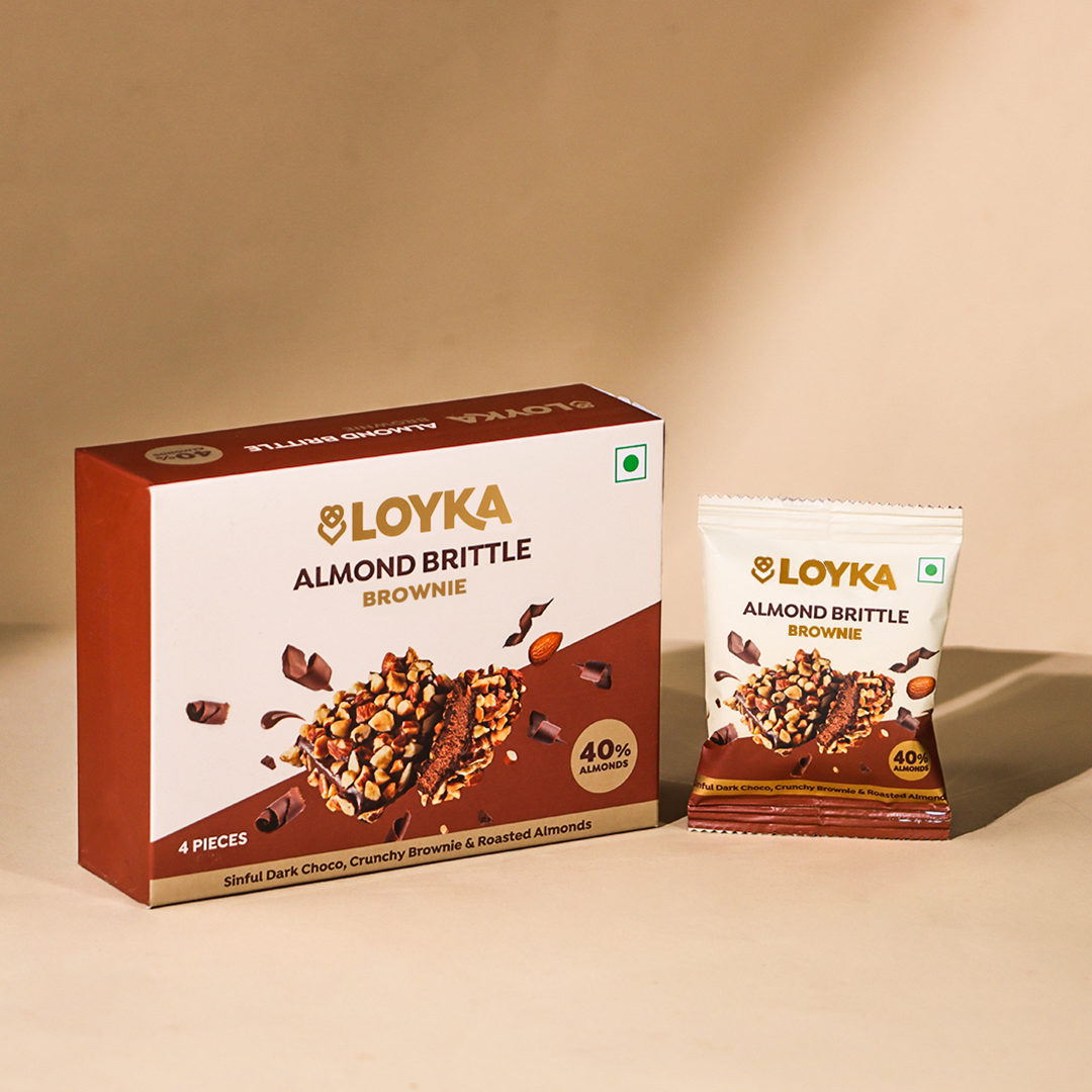 Loyka Almond Brittle Brownie 4 Pcs Box - 58 gms - Veeha Foods