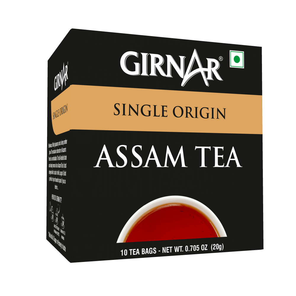 Girnar Single Origin Black Tea Bags - Assam Tea - 10 Tea Bags - Veeha Foods