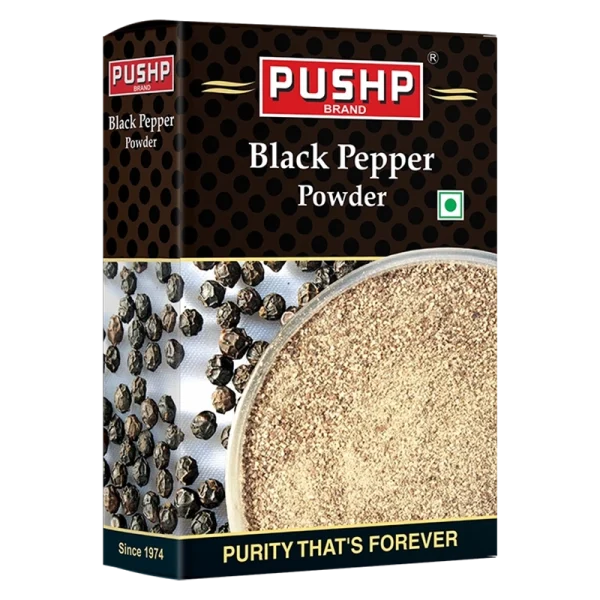 Pushp Black Pepper Powder Box - 100 gms - Veeha Foods
