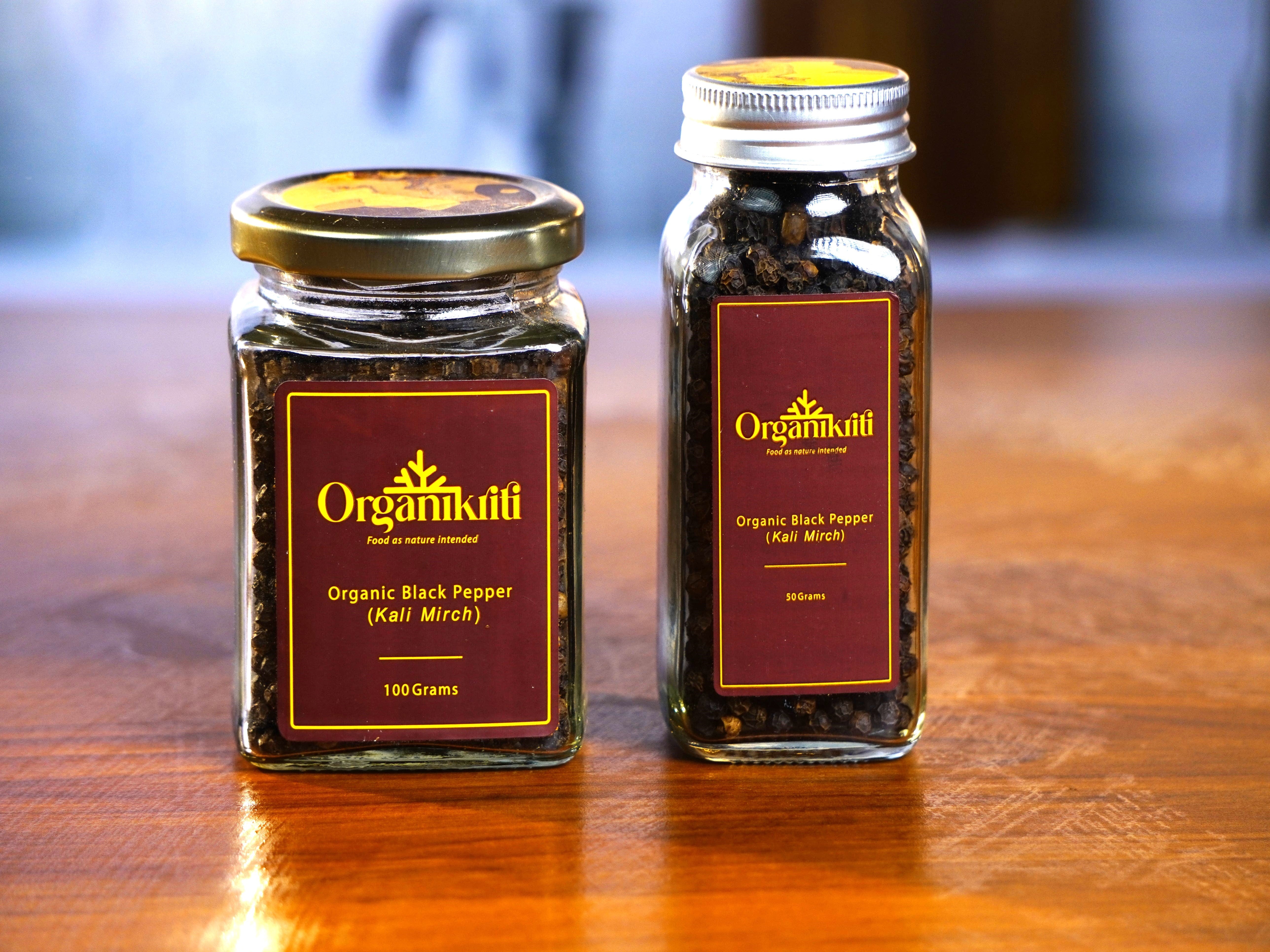 Organikriti Organic Black Pepper Kernels - Kali Mirch - Veeha Foods