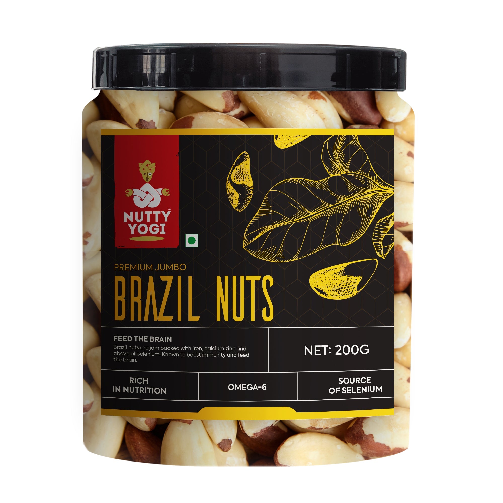 Nutty Yogi Premium Jumbo Brazil Nuts - 200 gms - Veeha Foods