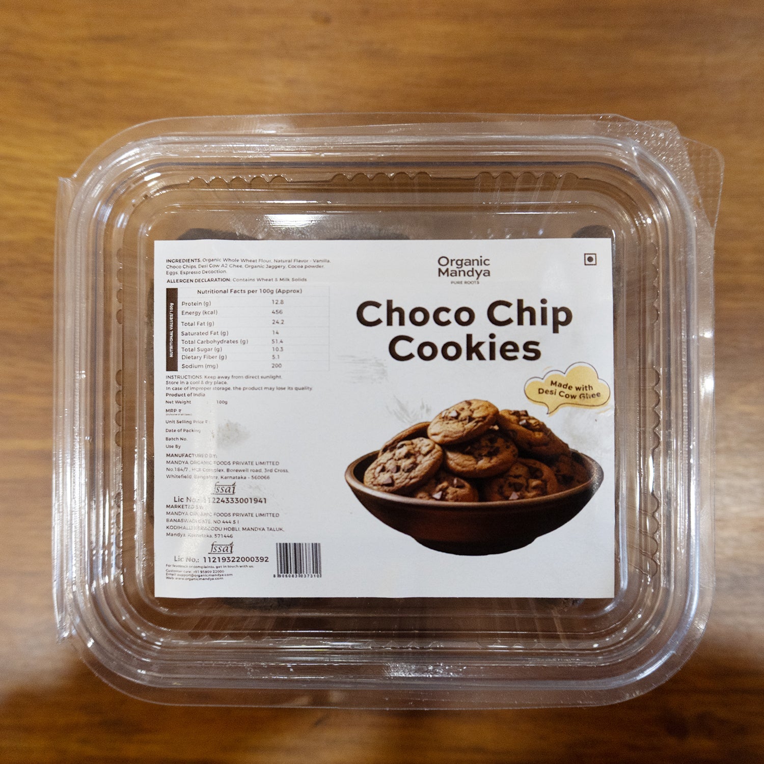 Organic Mandya Choco Chip Cookies - 100 gms - Veeha Foods