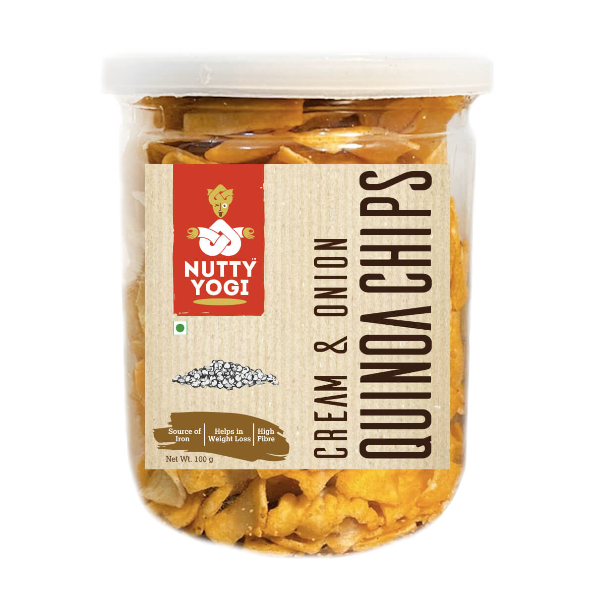 Nutty Yogi Cream & Onion Quinoa Chips -100gms - Veeha Foods