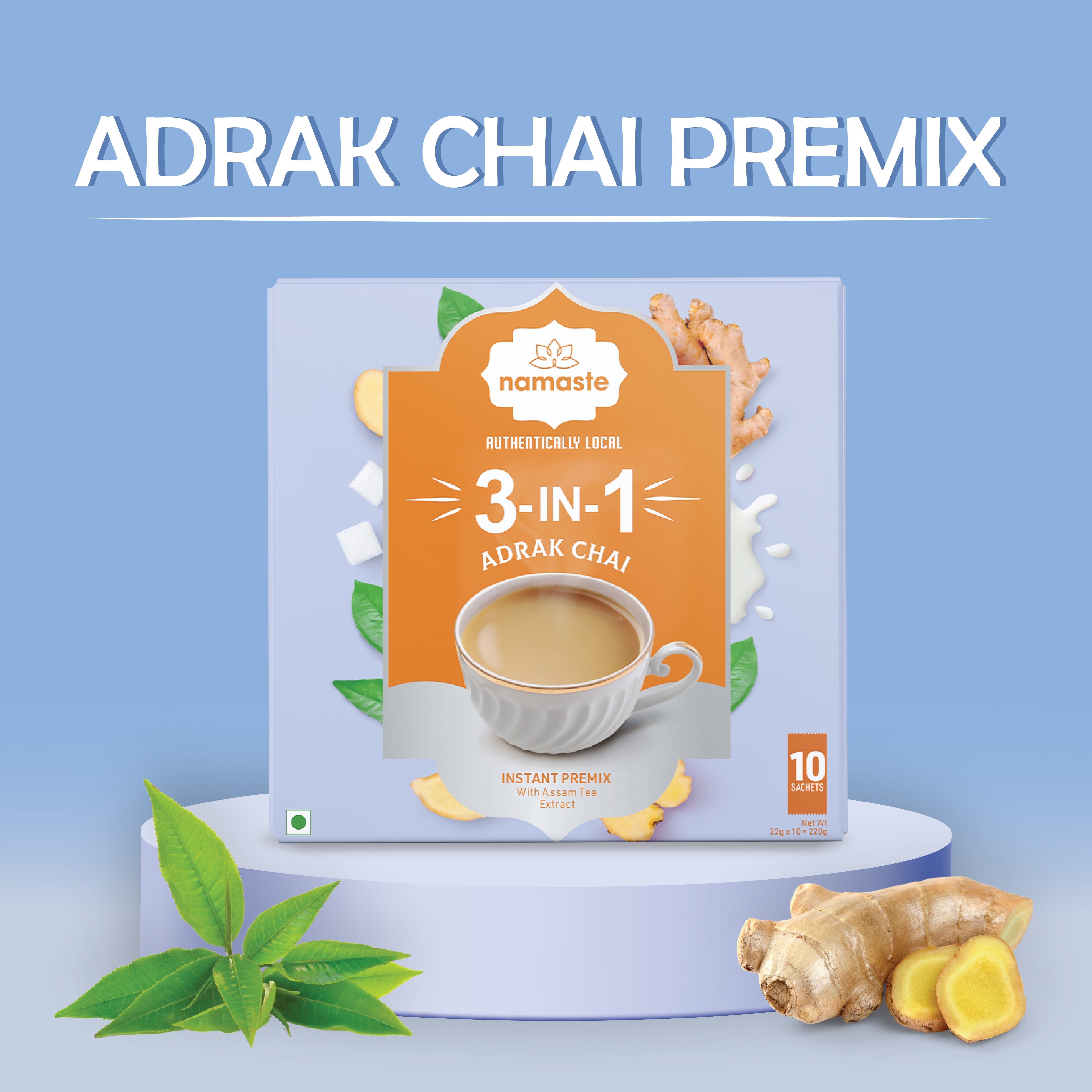 Namaste Chai Adrak Chai (22g X 10 Sachets) - 220 gms - Veeha Foods