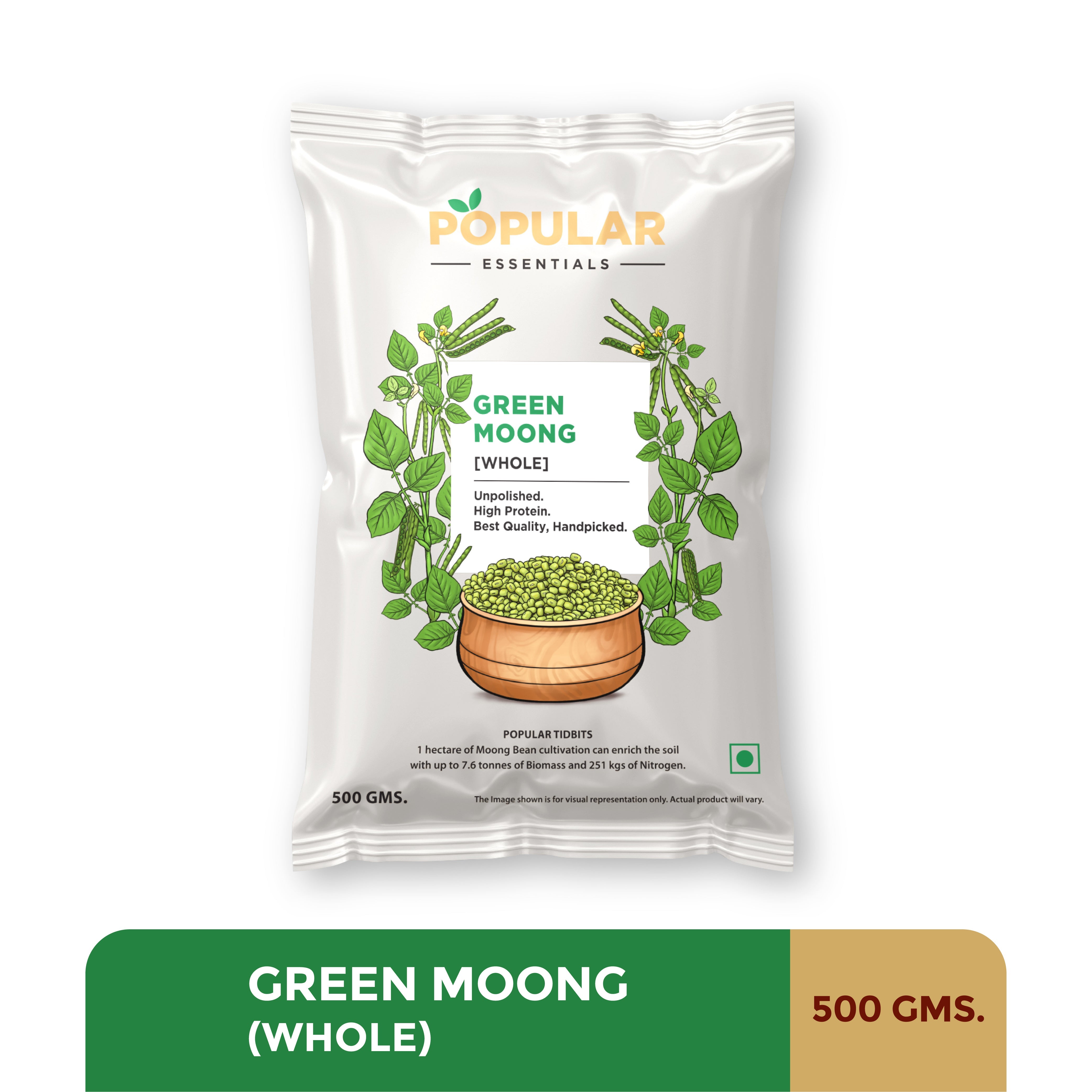 Popular Foods Essentials Premium Green Moong Whole - Veeha Foods