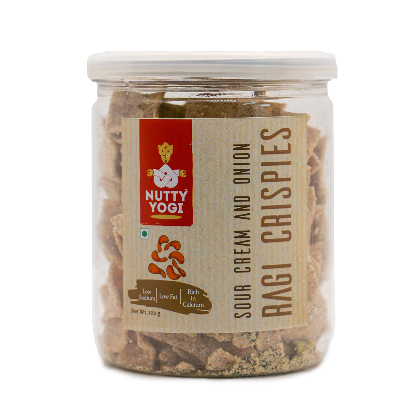 Nutty Yogi Sour Cream & Onion Ragi Crispies -100gms - Veeha Foods