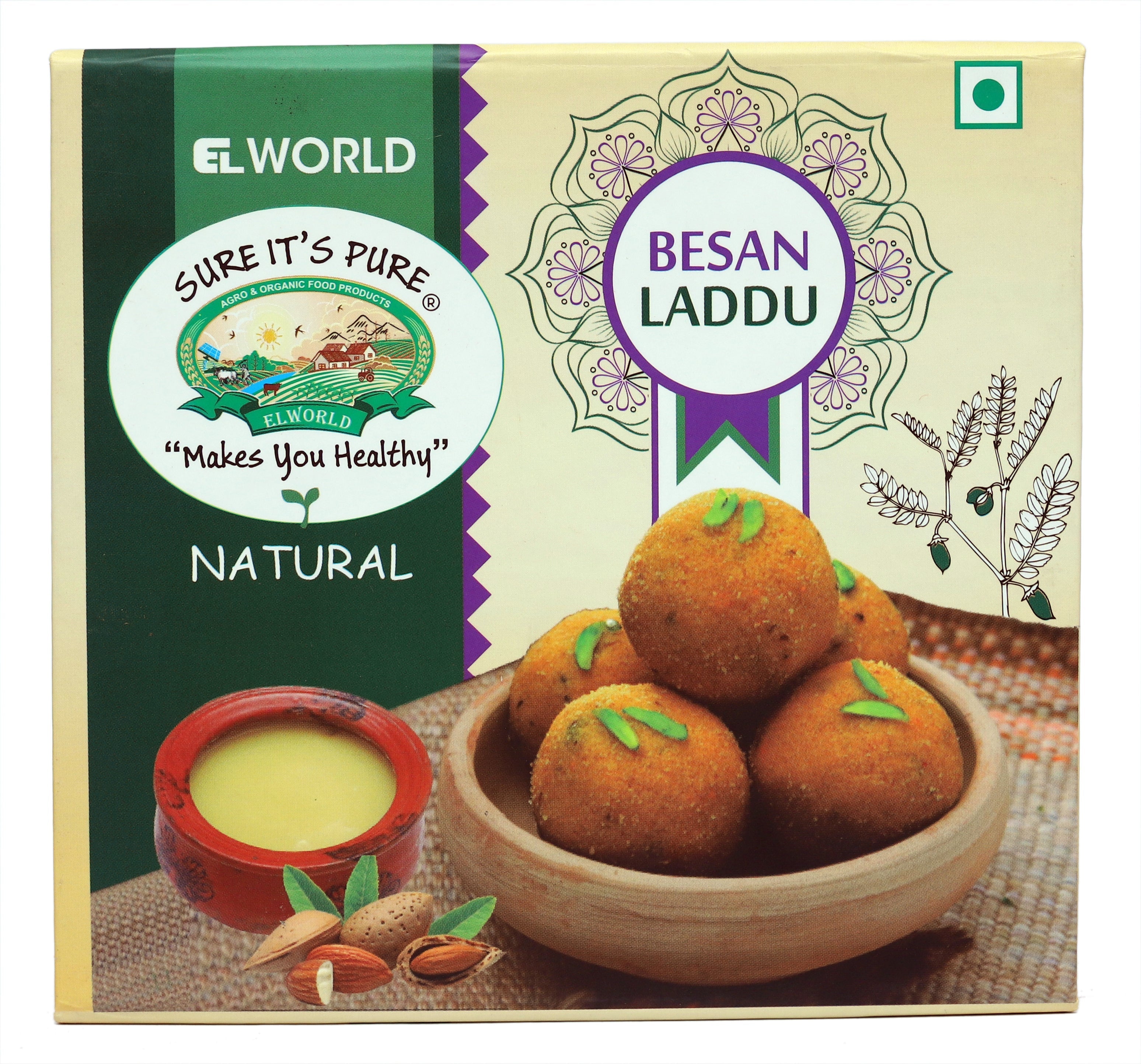 Elworld Agro & Organic Food Products Besan Ladoo - 300 gms - Veeha Foods