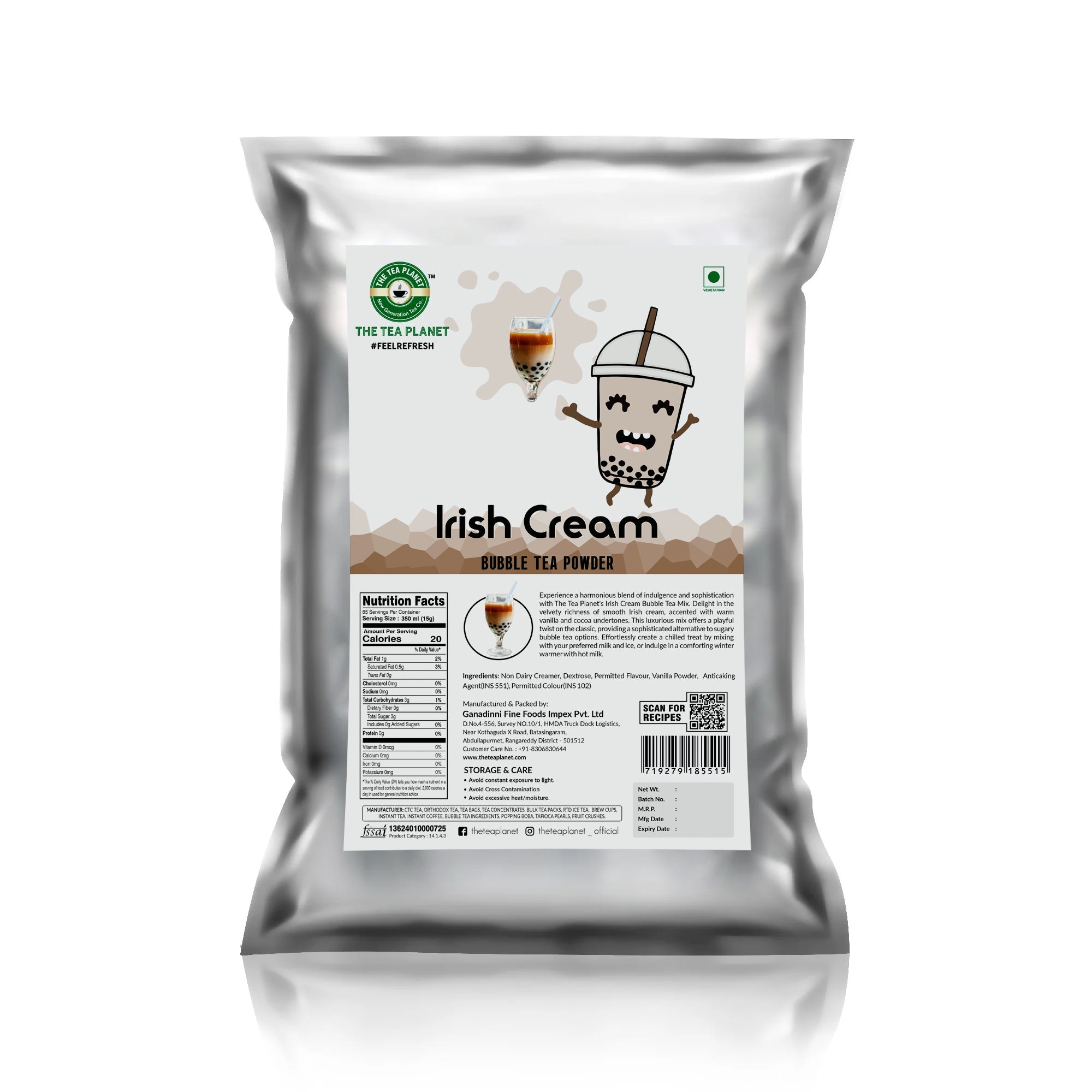 The Tea Planet Irish Cream Bubble Tea Premix - 1 kg - Veeha Foods