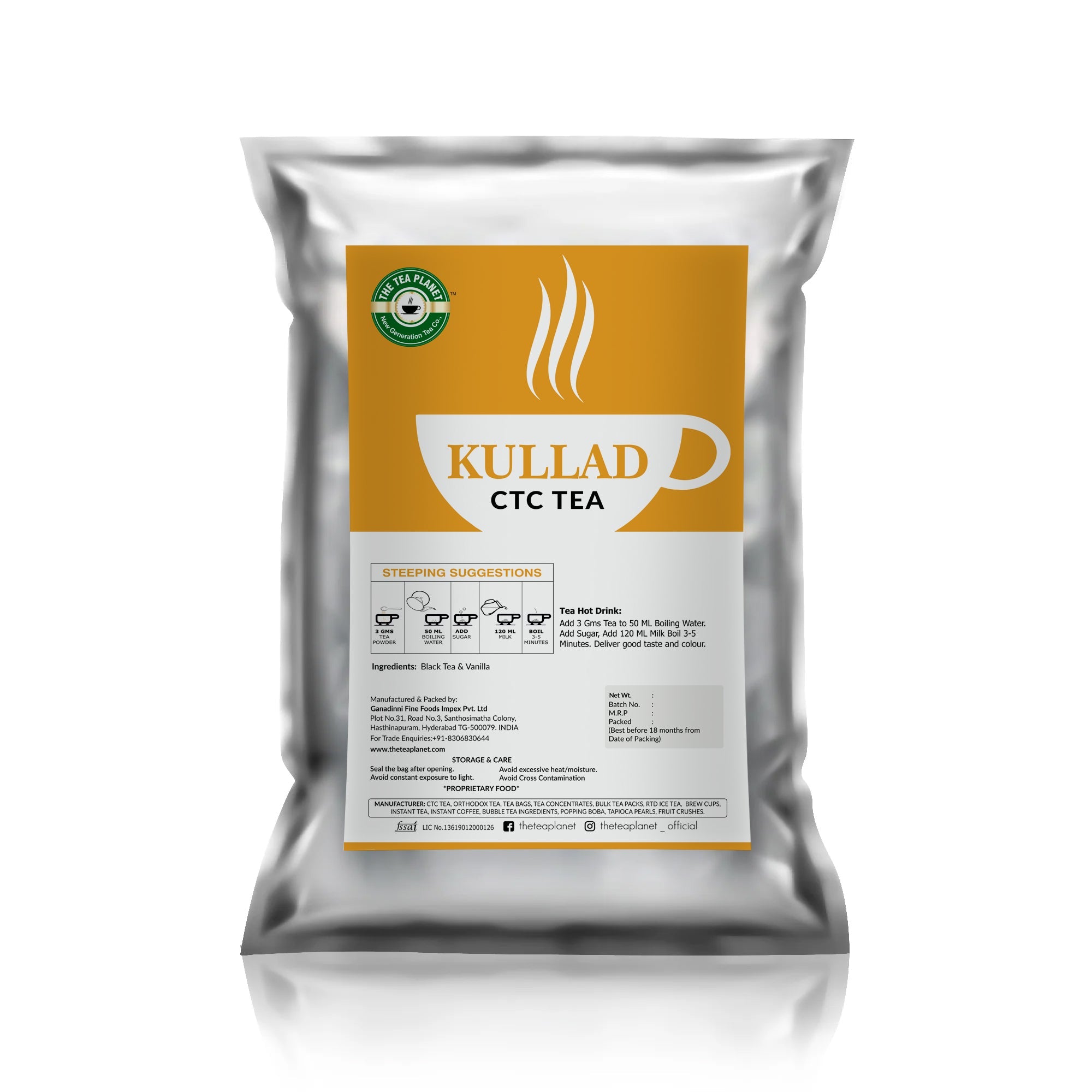 The Tea Planet Kullad Flavored CTC Tea - 1 kg - Veeha Foods
