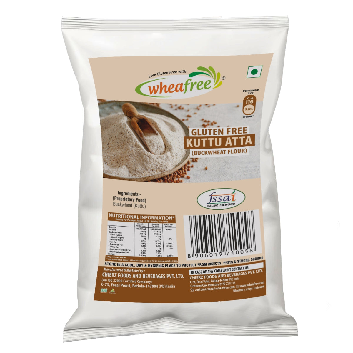Wheafree Gluten Free Kuttu Atta Buckwheat Flour - 500 gms - Veeha Foods