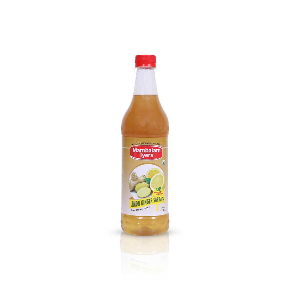 Mambalam Iyers Lemon Ginger Sarbath - 700 ml - Veeha Foods