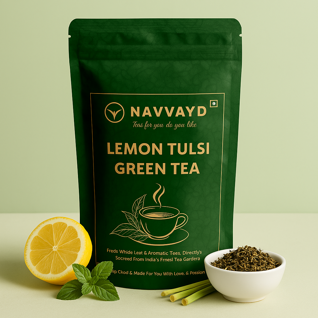 Navvayd Lemon Tulsi Green Tea - 100 gms - Veeha Foods