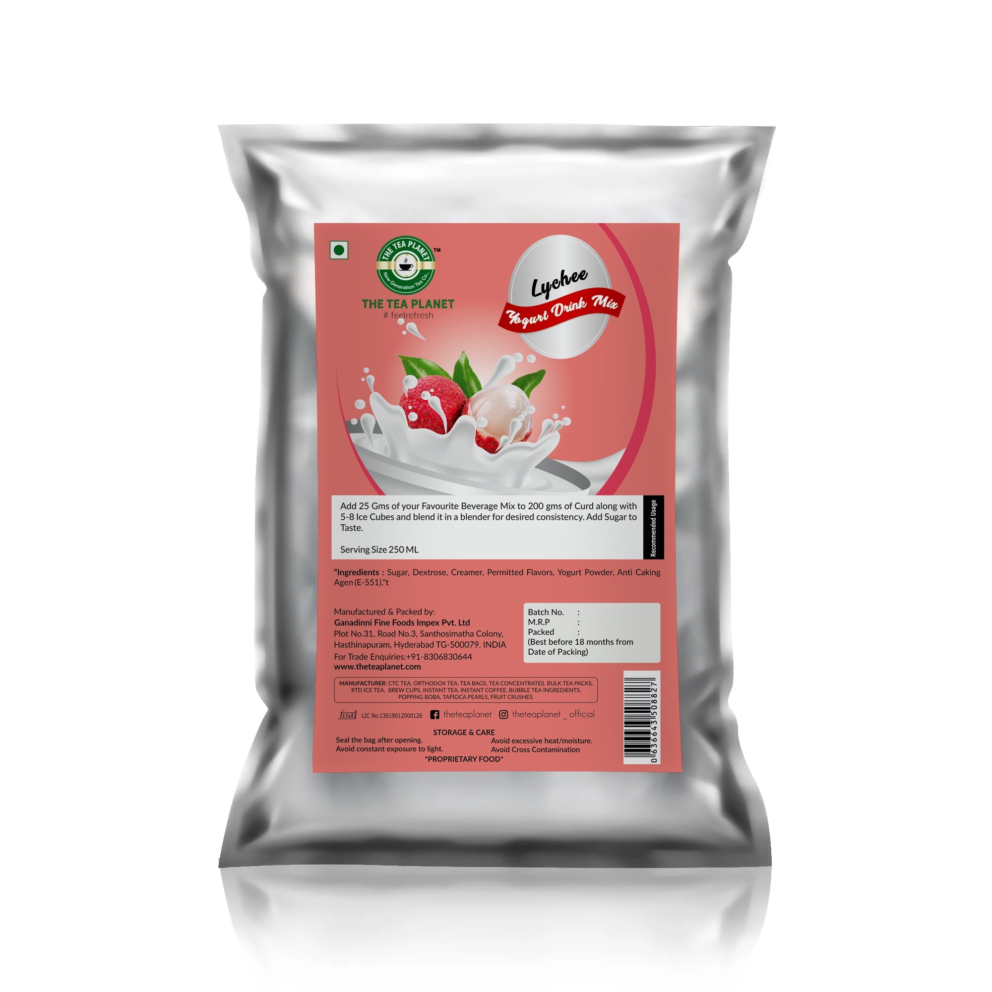 The Tea Planet Lychee Flavored Lassi Mix - 1 kg - Veeha Foods