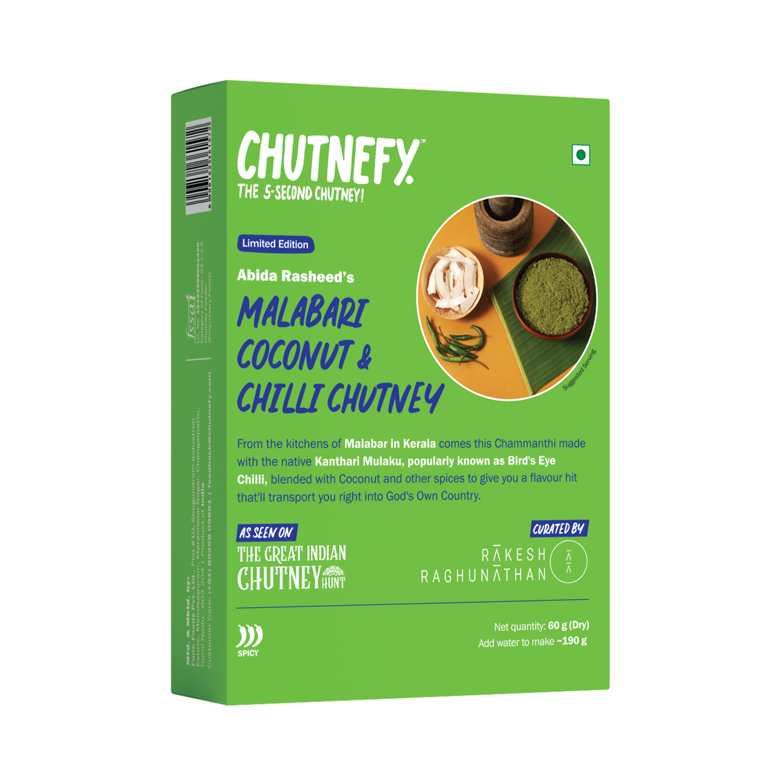 Chutnefy Malabari Coconut & Chilli Chutney - 60 gms - Veeha Foods