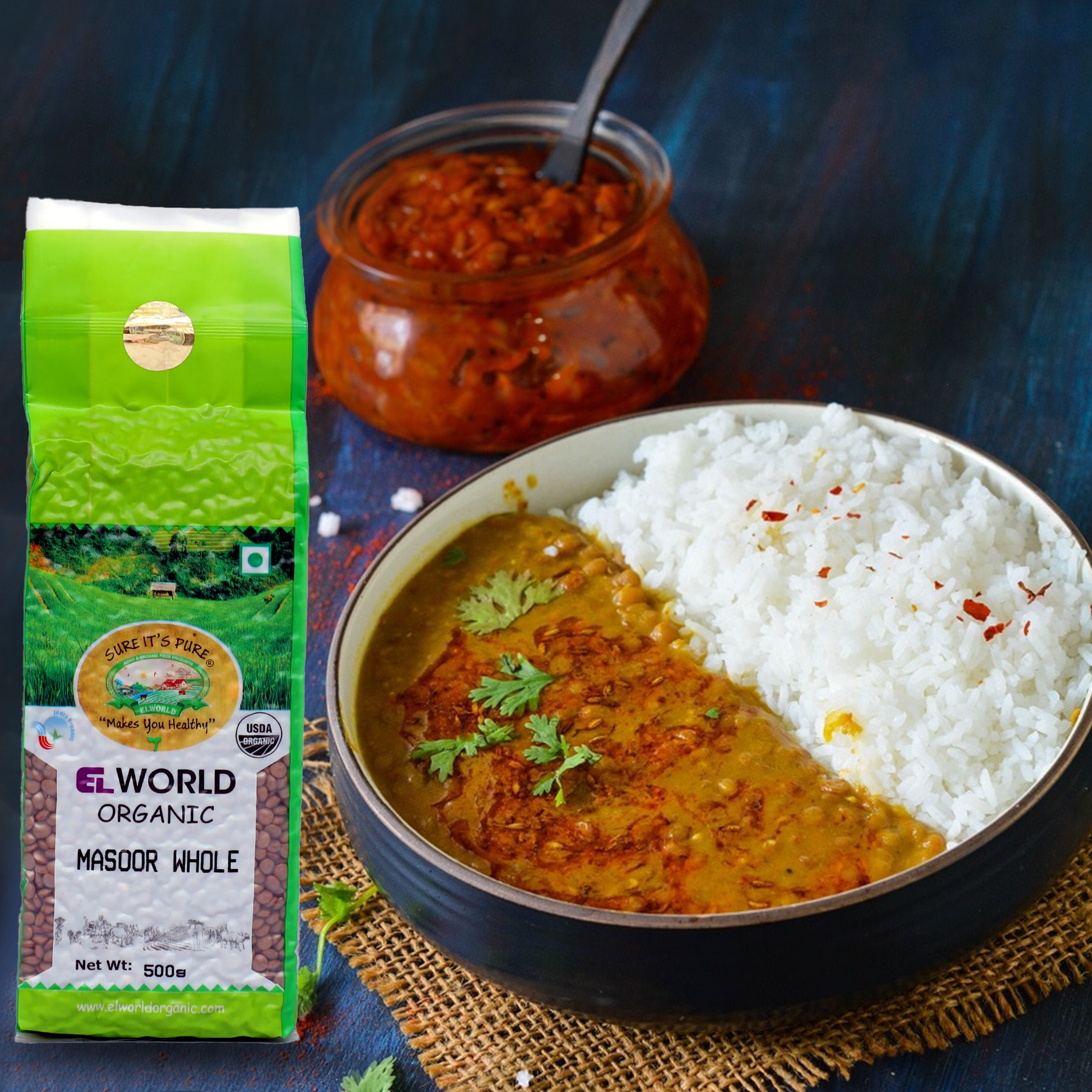 Elworld Agro & Organic Food Products Masoor Whole - Veeha Foods