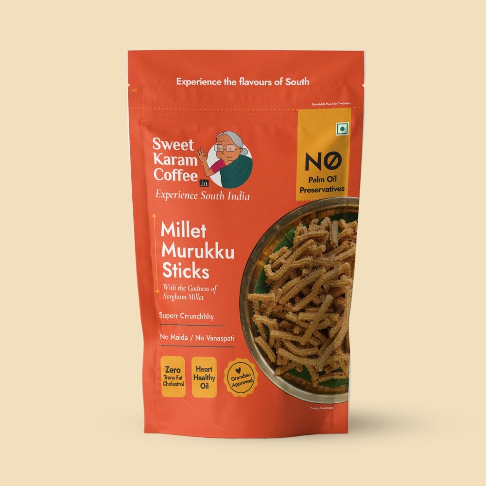 Sweet Karam Coffee Millet Murukku Sticks - 190 gms - Veeha Foods