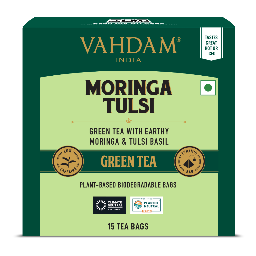 Vahdam Moringa Tulsi Green Tea - 15 Count – Veeha Foods