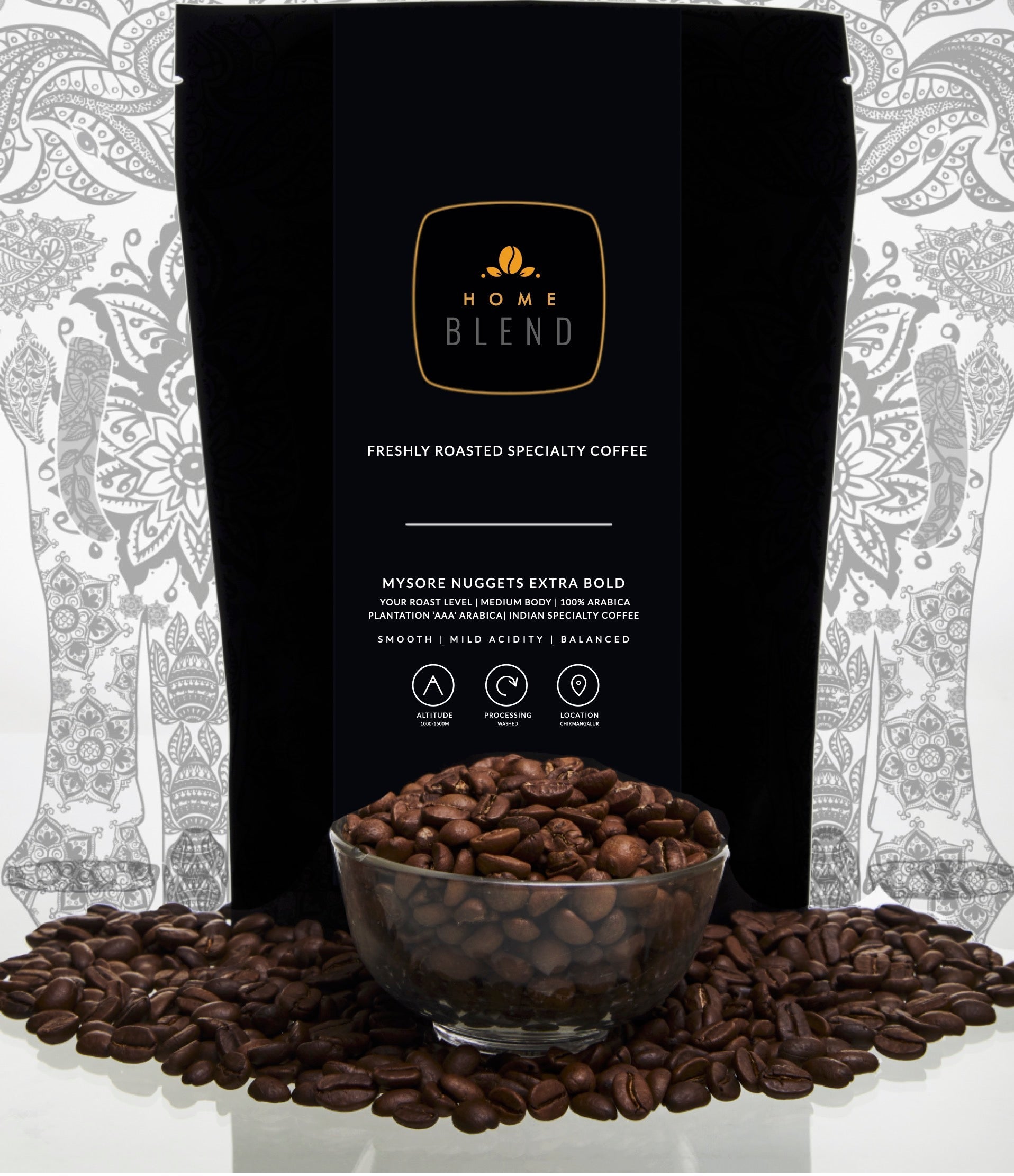 Home Blend Whole Bean - Mysore Nuggets Extra Bold 'AAA' - Indian Speci ...
